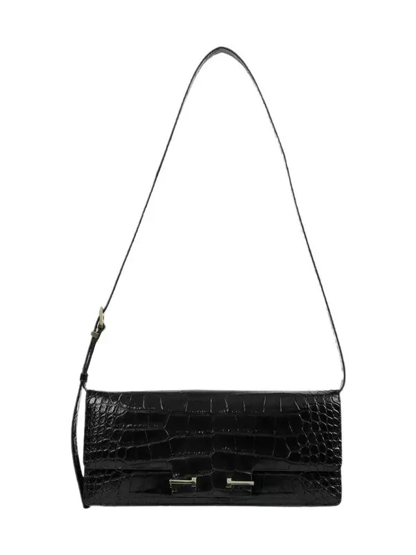 TOM FORD Aube Crocodile-effect Leather Shoulder Bag - Black