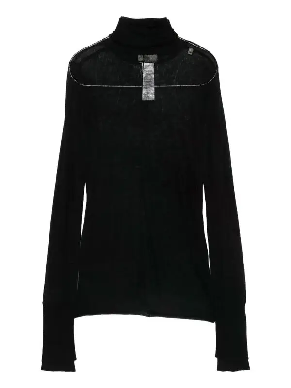 Elisabetta Franchi Wool Turtleneck Top - Black