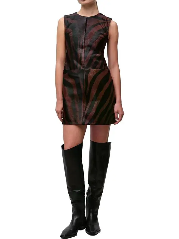 Simkhai Sonoma Zebra-print Leather Mini Dress - Brown