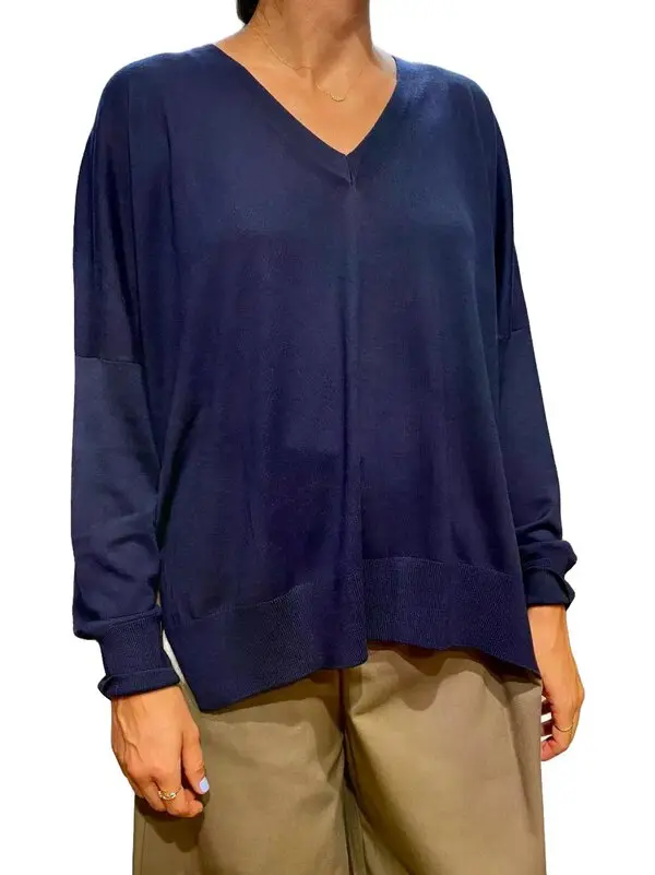 GRAN SASSO V-neck Long-sleeve Sweater - Blue