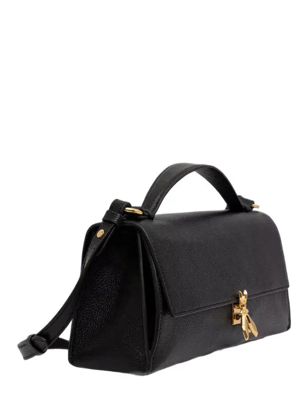 Patrizia Pepe Pebbled Leather Shoulder Bag - Black
