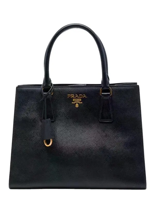 Prada Saffiano Lux Open Convertible Tote Satchel - Black