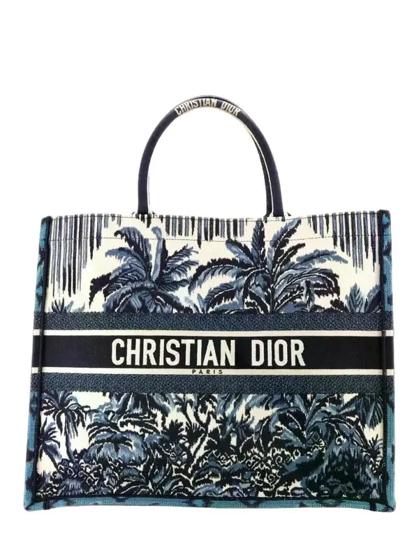 Dior Embroidered Canvas Large Tote Bag - Blue