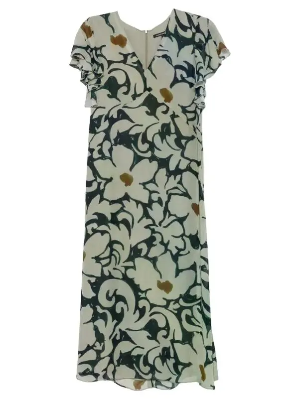 LUISA CERANO Floral-print V-neck Maxi Dress - Blue
