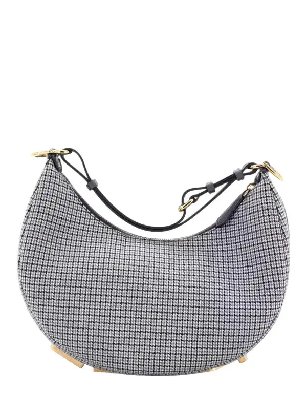 Fendi Houndstooth Wool Small Hobo Bag - Grey