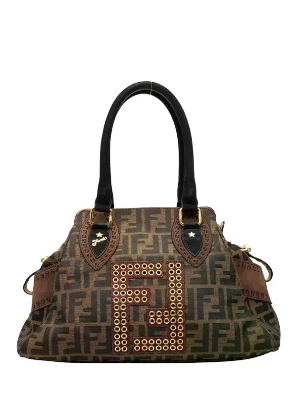 Fendi Zucca Canvas Grommet Etniko Du Jour Tote Bag - Brown