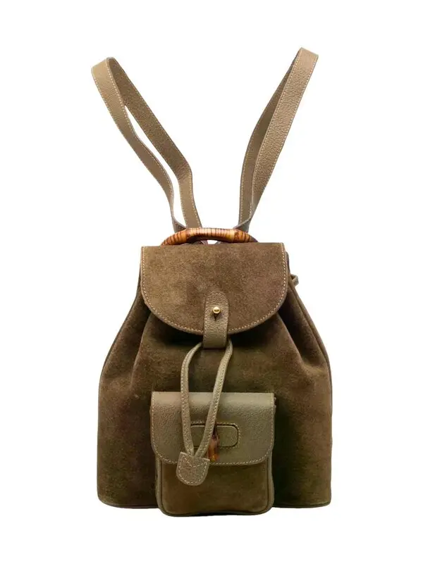 Gucci Suede Bamboo Backpack - Brown