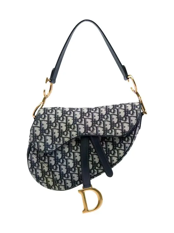 Dior 2019 Oblique Canvas Saddle Bag Shoulder Bag - Blue