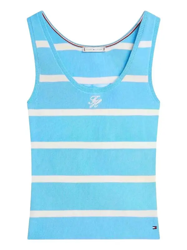 Tommy Hilfiger Striped Embroidered Tank Top - Blue