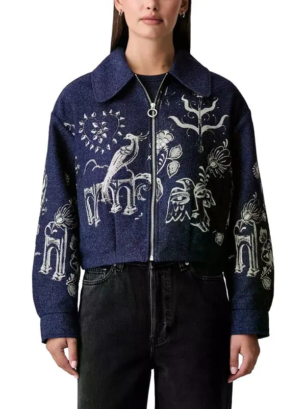 Scotch & Soda X Royal Delft Graphic-jacquard Zip-up Jacket - Blue