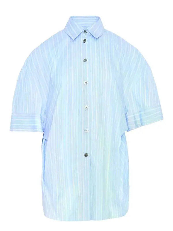 ENFOLD Striped Short-sleeve Shirt - Blue