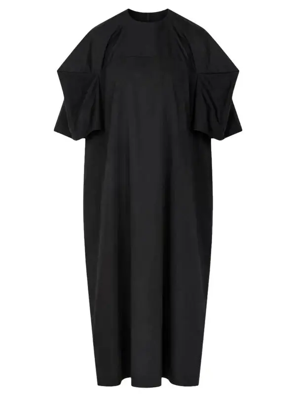 ENFOLD Midi Box Pleated-sleeve Dress - Black