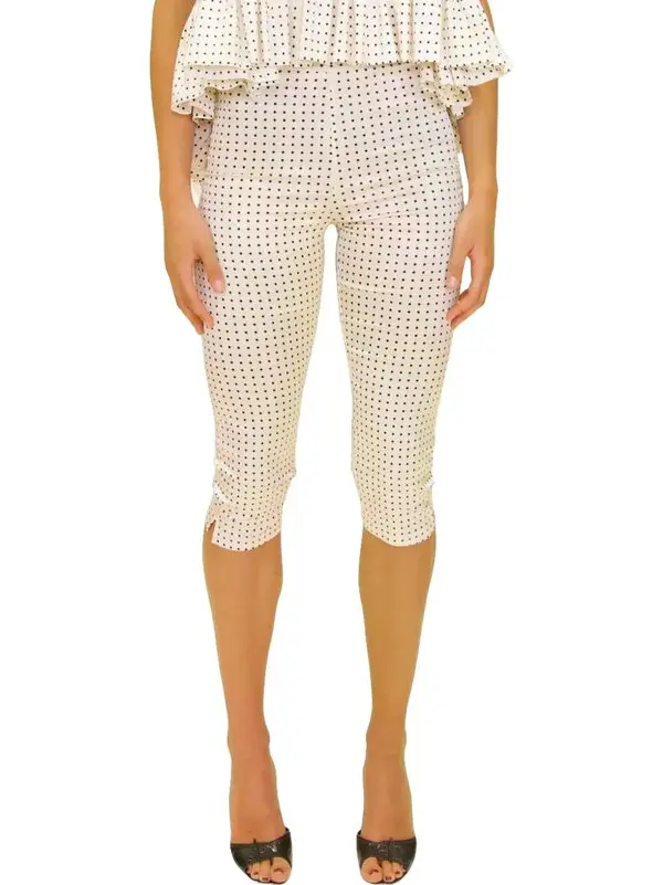 Azeeza Polka-dot Cropped Trousers - Neutrals