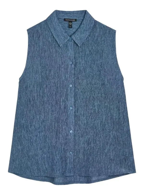 Eileen Fisher Textured Sleeveless Shirt - Blue