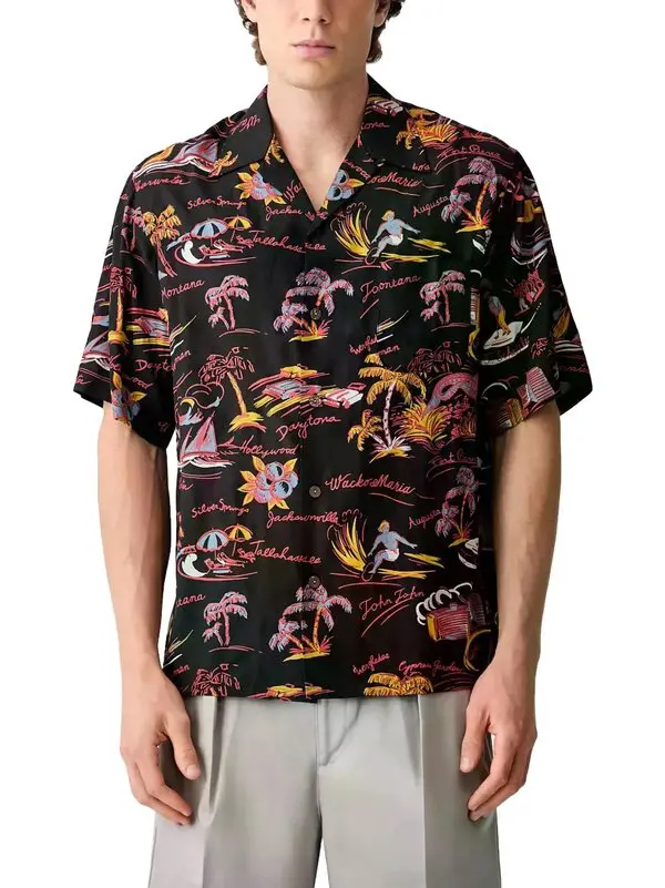 WACKO MARIA Graphic-print Short-sleeve Shirt - Black
