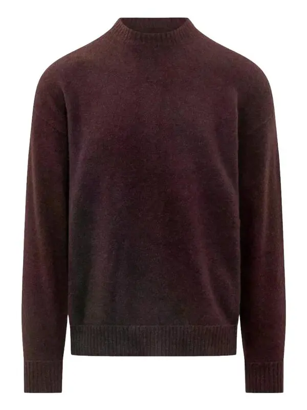 LANEUS Crew-neck Drop-shoulder Sweater - Red
