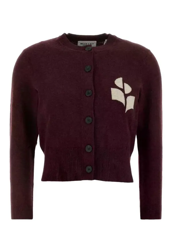 MARANT ETOILE Newton Logo-intarsia Cardigan - Red