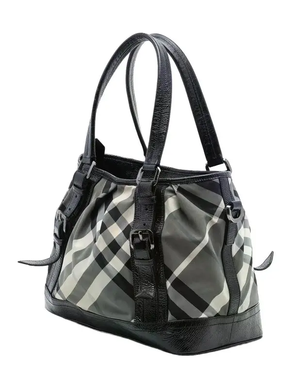 Burberry Beat Check Nylon Lowry Satchel - Grey
