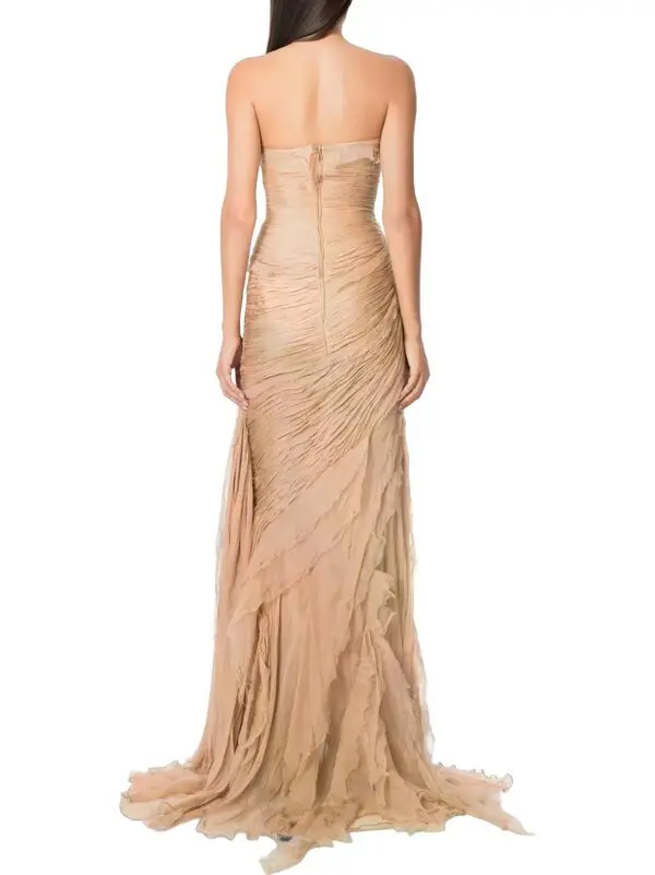 NORINA ST Distressed-effect Ruched Gown - Pink