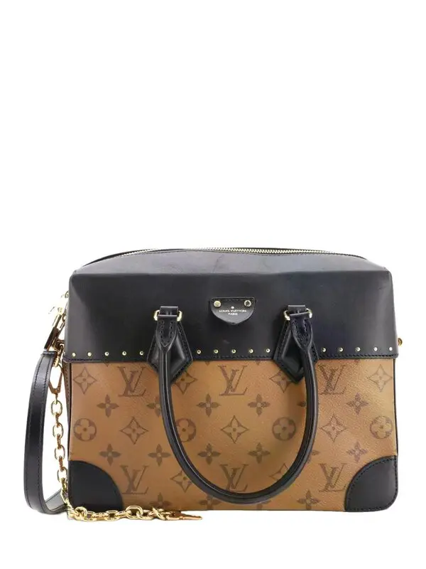 LOUIS VUITTON City Malle Handbag Reverse Monogram Canvas And Leather Mm Satchel - Black