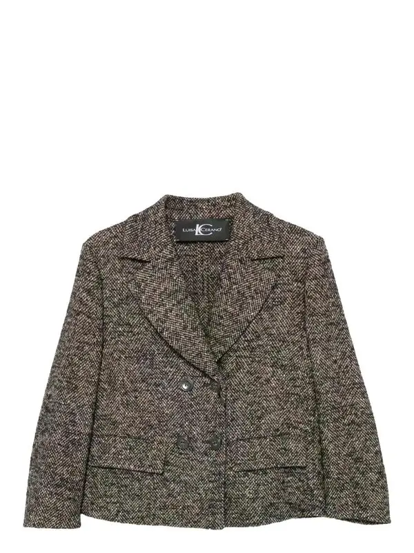 LUISA CERANO Double-breasted Herringbone-tweed Jacket - Brown