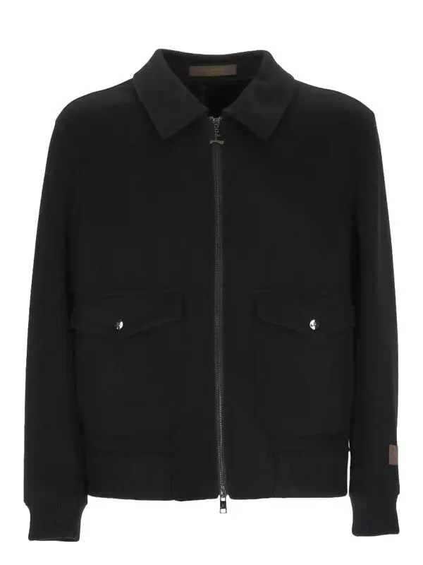 ON THE BUND Zip-up Bomber Jacket - Black