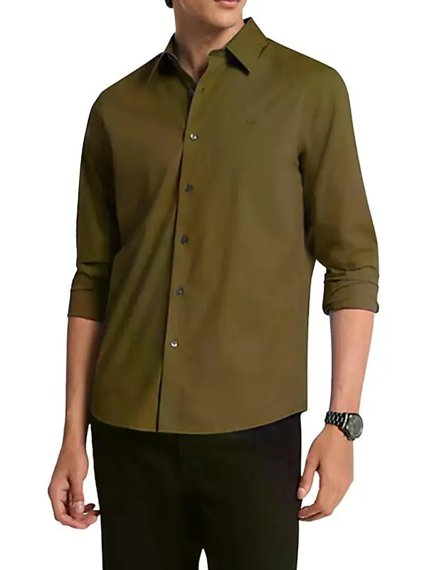 Michael Kors Logo-embroidered Long-sleeve Shirt - Green