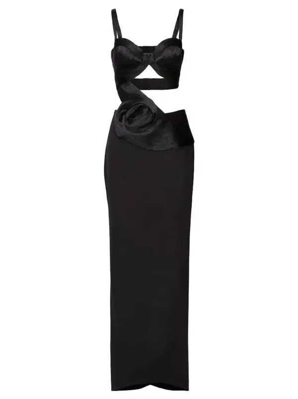 NORINA ST Feyla Cut-out Rosette Maxi Dress - Black