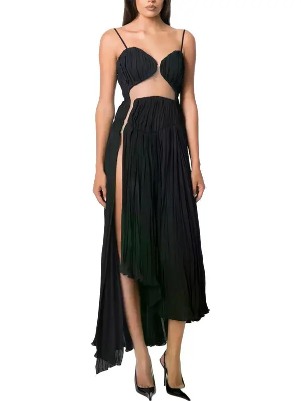 NORINA ST Acatia Cut-out Pleated Asymmetric Dress - Black