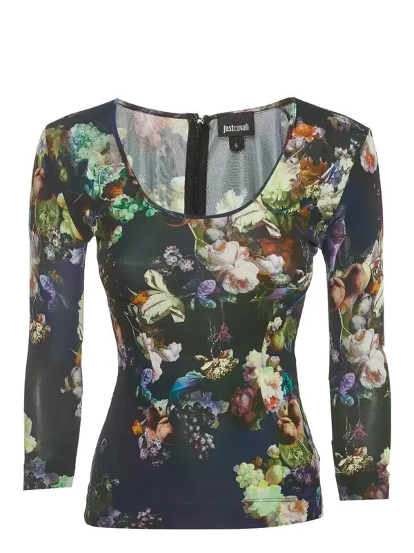 Just Cavalli Printed Long-sleeve Top - Black