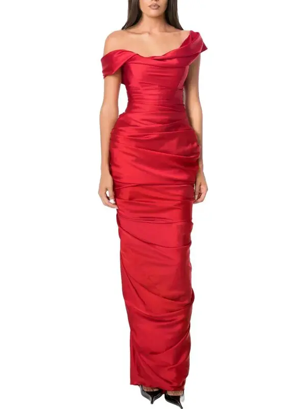 NORINA ST Mia Draped Off-shoulder Maxi Dress - Red