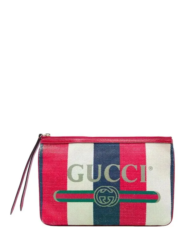 Gucci Baiadera Striped Clutch Bag - Red