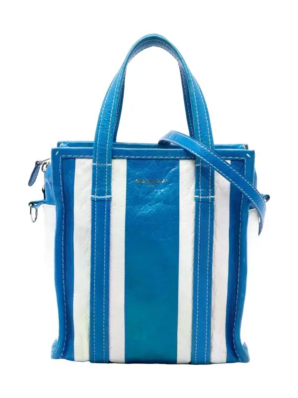Balenciaga 2017 Lambskin Bazar Shopper Xs Satchel - Blue