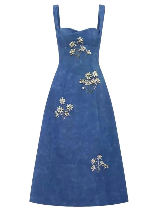 LEO LIN Beatrice Crystal-embellished Midi Dress - Blue