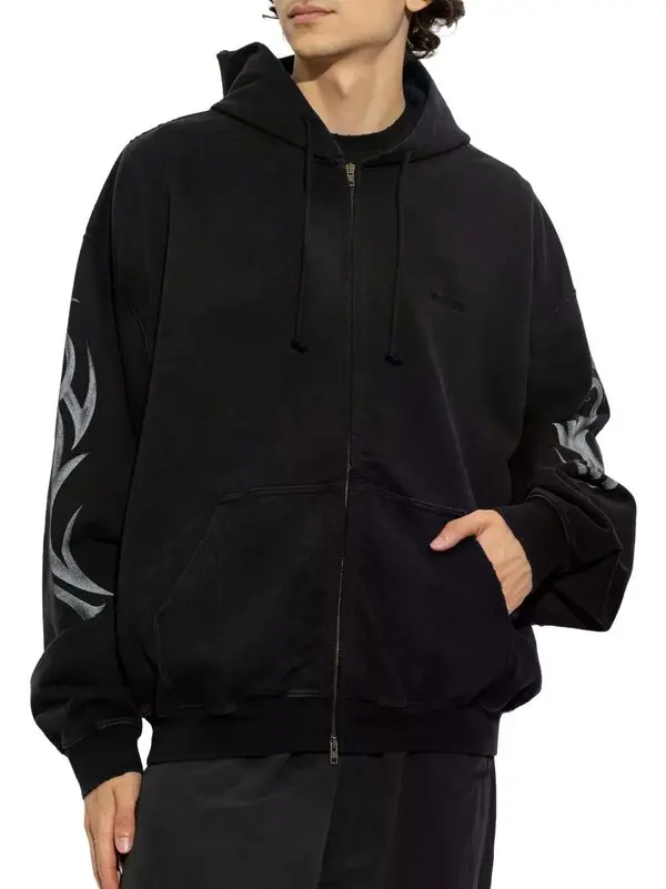 Vetements Graphic-print Zip-up Hoodie - Black