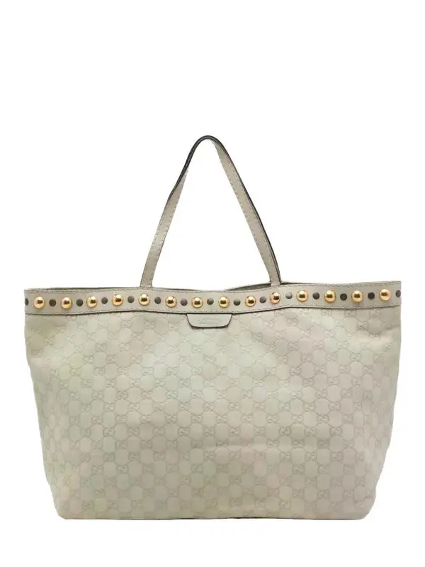 Gucci Monogram Embossed Leather Tote Bag - White