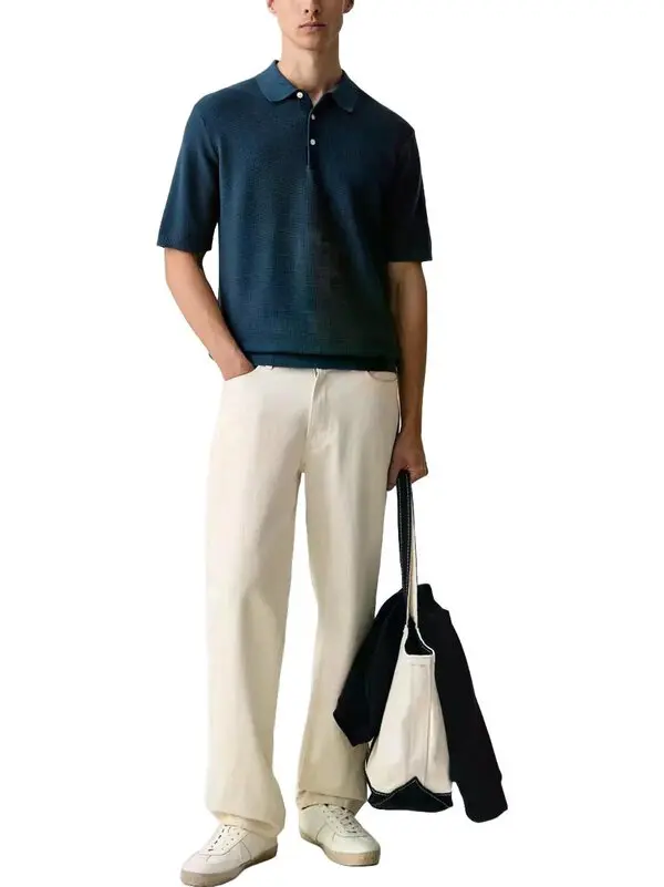 Scotch & Soda Waffle-knit Short-sleeve Polo Shirt - Blue