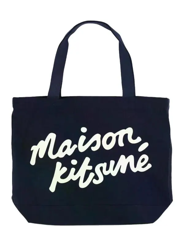 Maison Kitsuné Handwriting-print Tote Bag - Blue