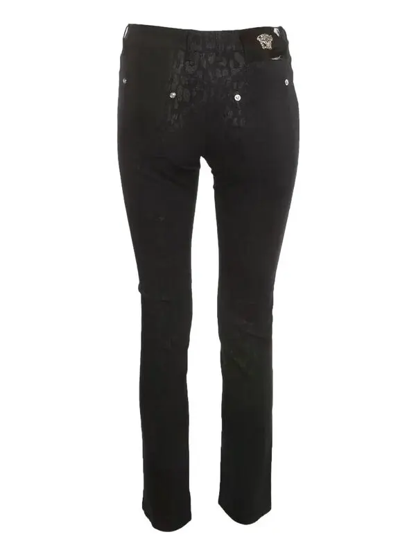 Versace Leopard-print Slim-fit Jeans - Black