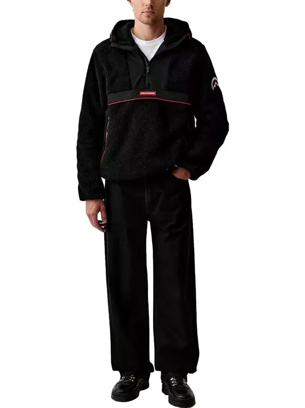 SPRAYGROUND Teddy Bear Fleece Panelled Hoodie - Black