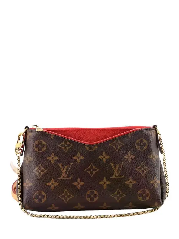 LOUIS VUITTON Pallas Monogram Canvas With Leather Clutch Bag - Red