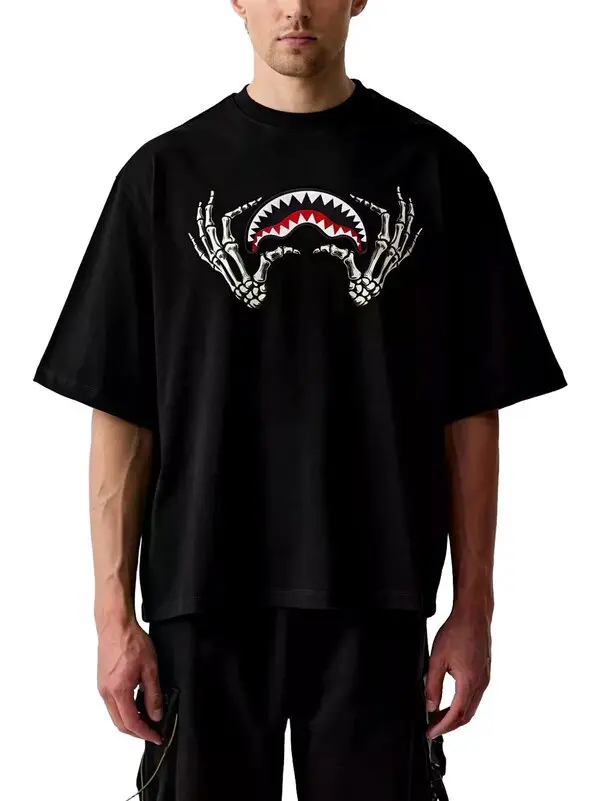 SPRAYGROUND Glow In The Dark Shark Bone Graphic-print T-shirt - Black