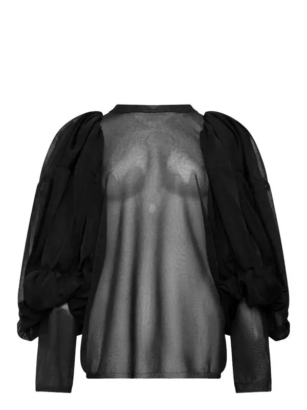 Comme Des Garçons Sheer Puff-sleeve Top - Black