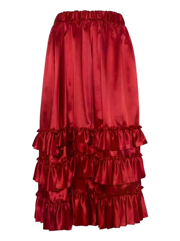 Noir Kei Ninomiya Ruffled Elasticated-waist Maxi Skirt - Red