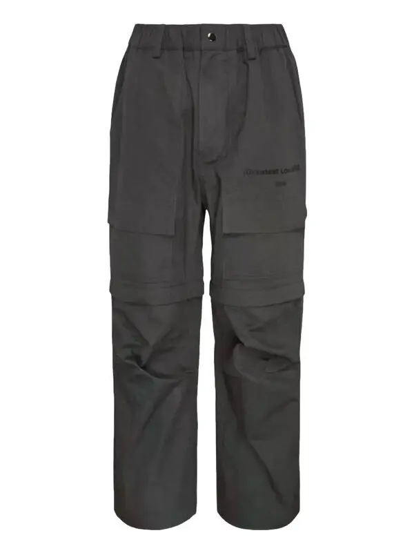 ORDINARY COUTURE CODE Logo-print Panelled Cargo Pants - Grey