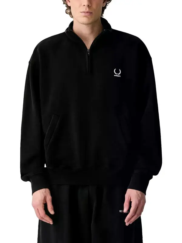 Vetements Logo-embroidered Half-zip Sweatshirt - Black