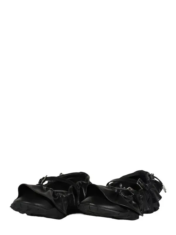 ROMBAUT Ruffled Buckle Ballet Flats - Black