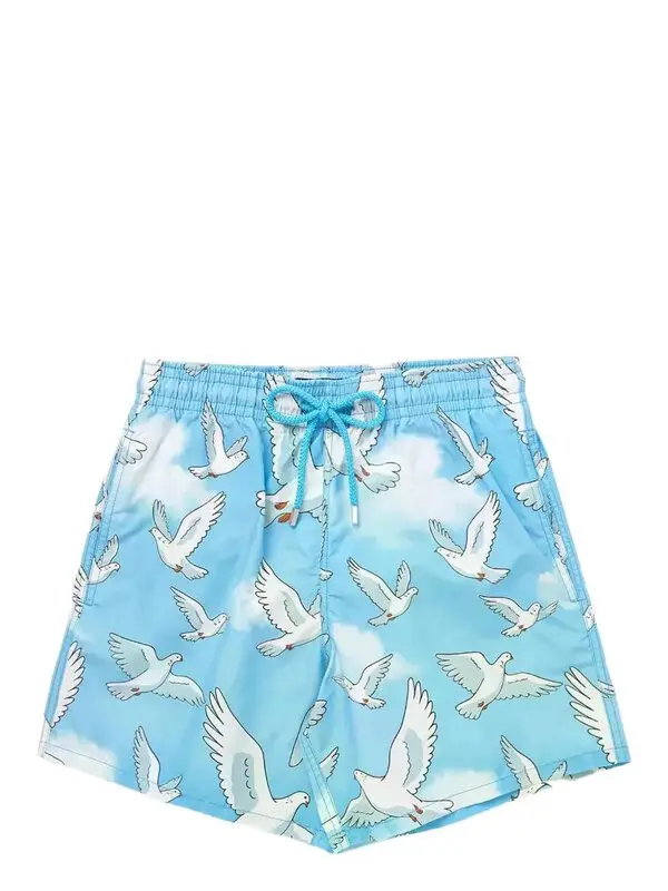 Vilebrequin Moorea Dove-print Swim Shorts - Blue
