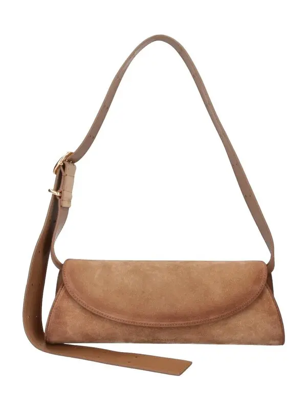 JIL SANDER Cannolo Suede Shoulder Bag - Brown