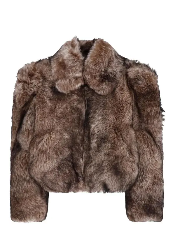Chloé Shearling Crop Jacket - Brown